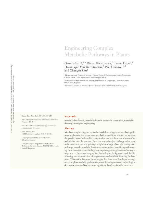 (PDF) Engineering metabolic pathways in plants by multigene transformation