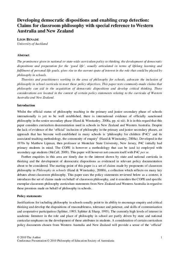 (PDF) Developing democratic dispositions and enabling crap detection ...