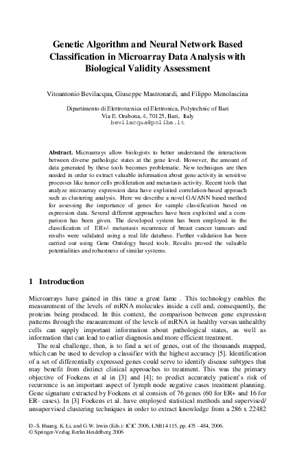 (PDF) Genetic Algorithm and Neural Network Based Classification in Microarray Data Analysis with ...