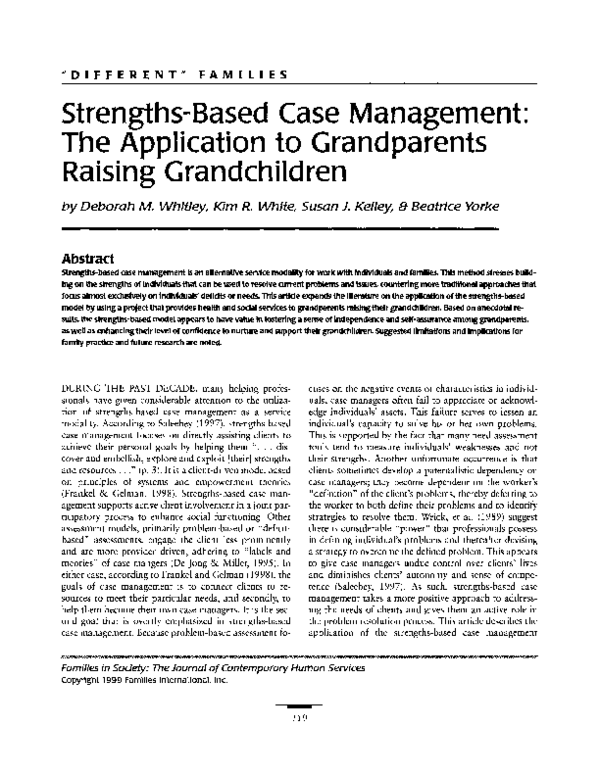 (PDF) Strengths-Based Case Management: The Application to Grandparents ...