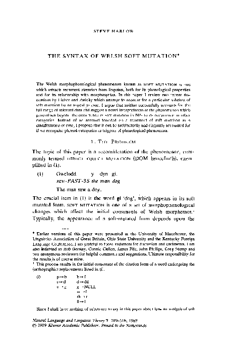 (PDF) The syntax of Welsh soft mutation