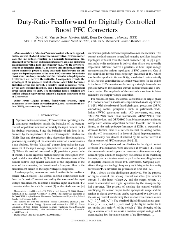 (PDF) Duty-Ratio Feedforward for Digitally Controlled Boost PFC Converters