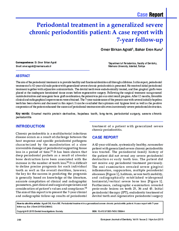 (PDF) Periodontal treatment in a generalized severe chronic ...