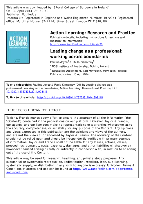 (PDF) Leading change as a professional: working across boundaries