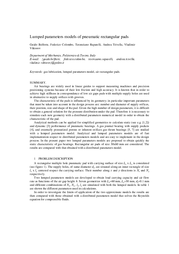(PDF) Lumped parameters models of pneumatic rectangular pads