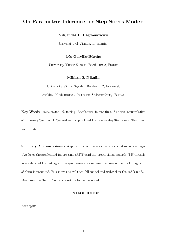 (PDF) Parametric inference for step-stress models