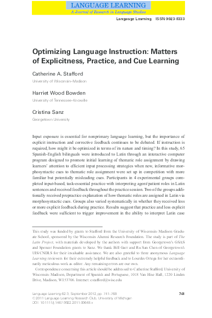 (PDF) Optimizing Language Instruction: Matters of Explicitness ...