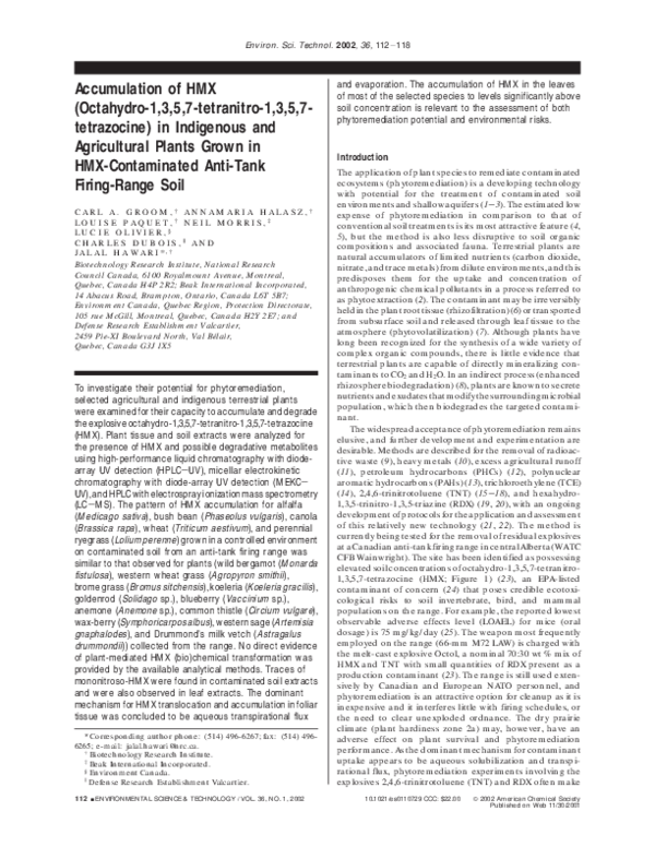 (PDF) Accumulation of HMX (Octahydro-1,3,5,7-tetranitro-1,3,5,7 ...