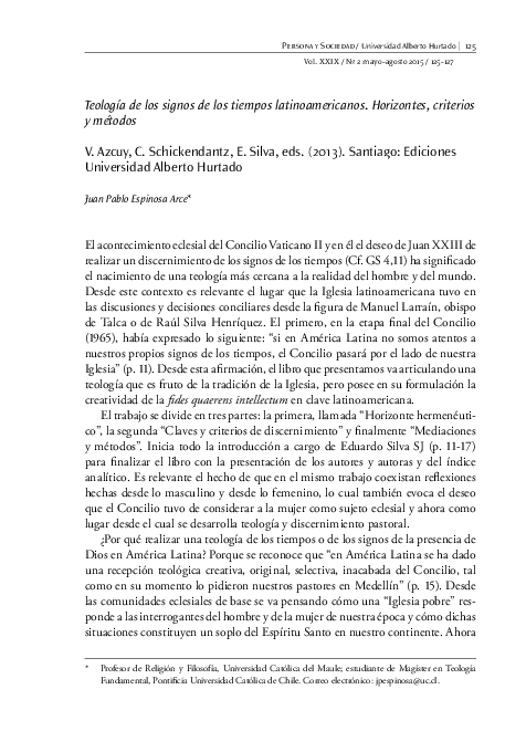 Teología de los signos de los tiempos latinoamericanos. Horizontes ...