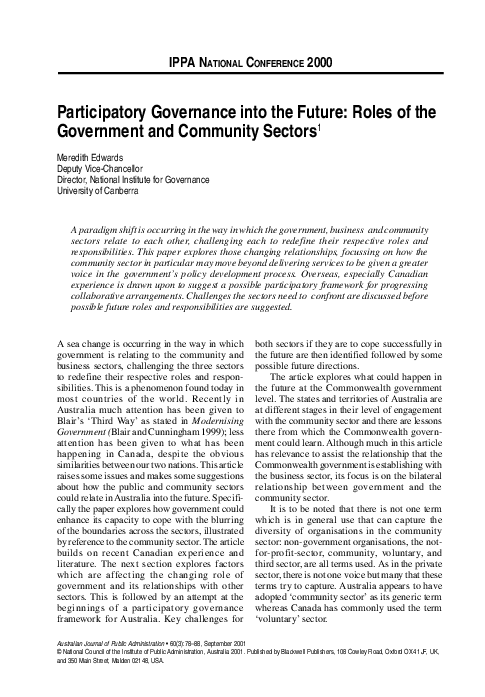 (PDF) Participatory Governance into the Future: Roles of the Government ...