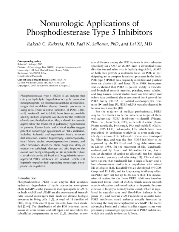 (PDF) Nonurologic applications of phosphodiesterase type 5 inhibitors