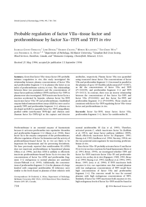 (PDF) Purification of Human Brain Tissue Factor | J. Miletich ...