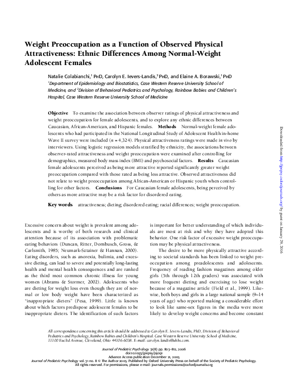 (PDF) Weight Preoccupation as a Function of Observed Physical ...