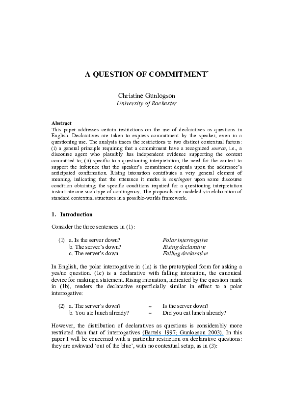 (PDF) A question of commitment