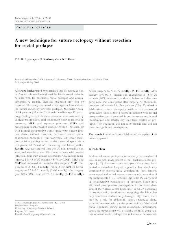 (PDF) A new technique for suture rectopexy without resection for rectal ...