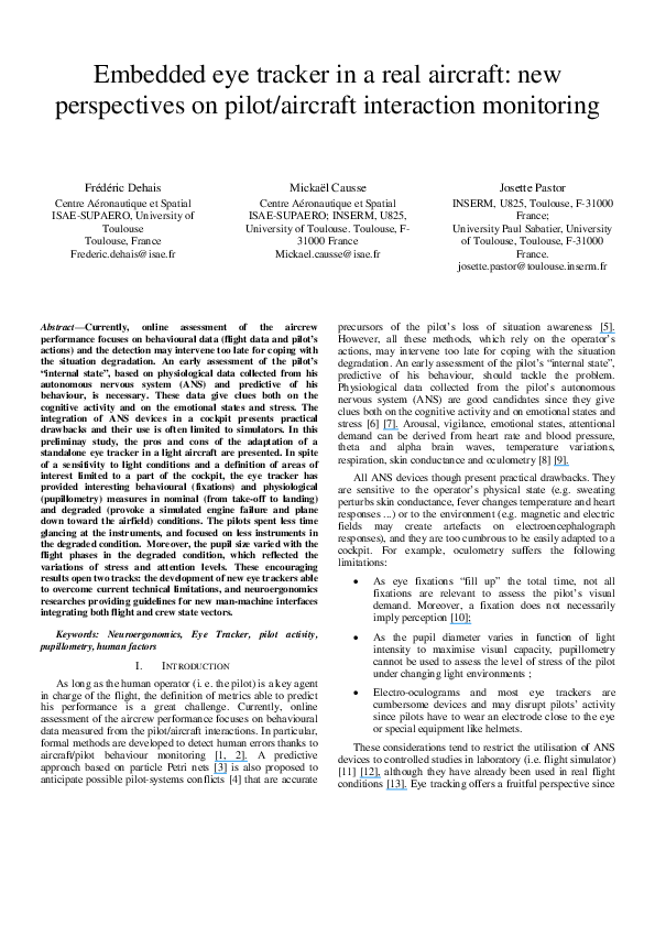 (PDF) Embedded eye tracker in a real aircraft: new perspectives on ...