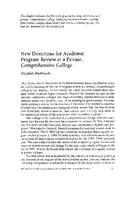 (PDF) New directions for academic program review at a private ...