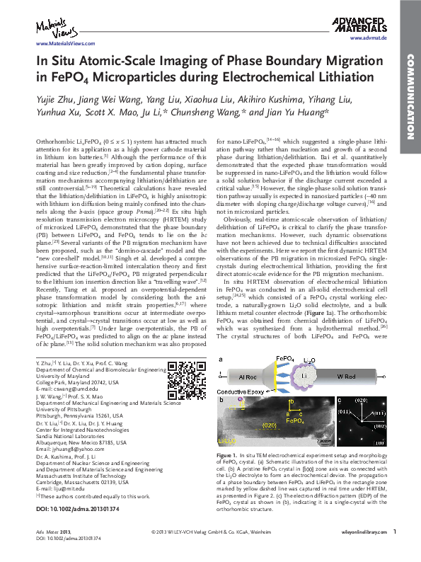 (PDF) In Situ Atomic-Scale Imaging of Phase Boundary Migration in FePO ...