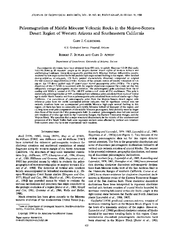 (PDF) Paleomagnetism of middle Miocene volcanic rocks in the Mojave ...