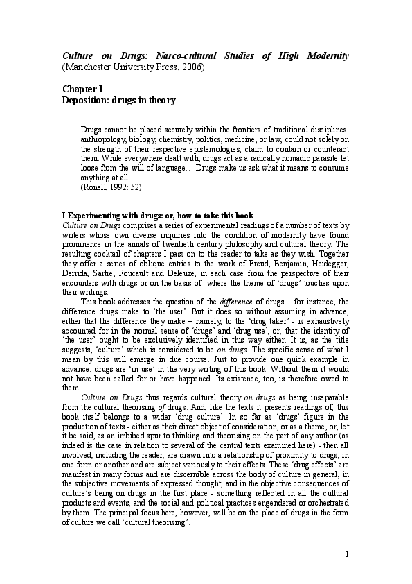 (PDF) Culture On Drugs: Narco-cultural studies of high modernity ...