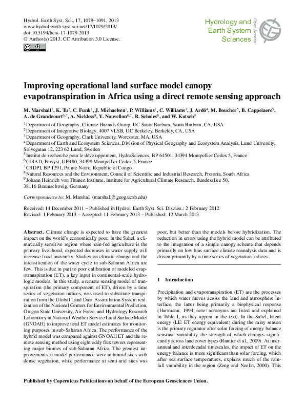 Pdf Combining Remote Sensing And Climate Reanalysis Data To Estimate Evapotranspiration In Sub