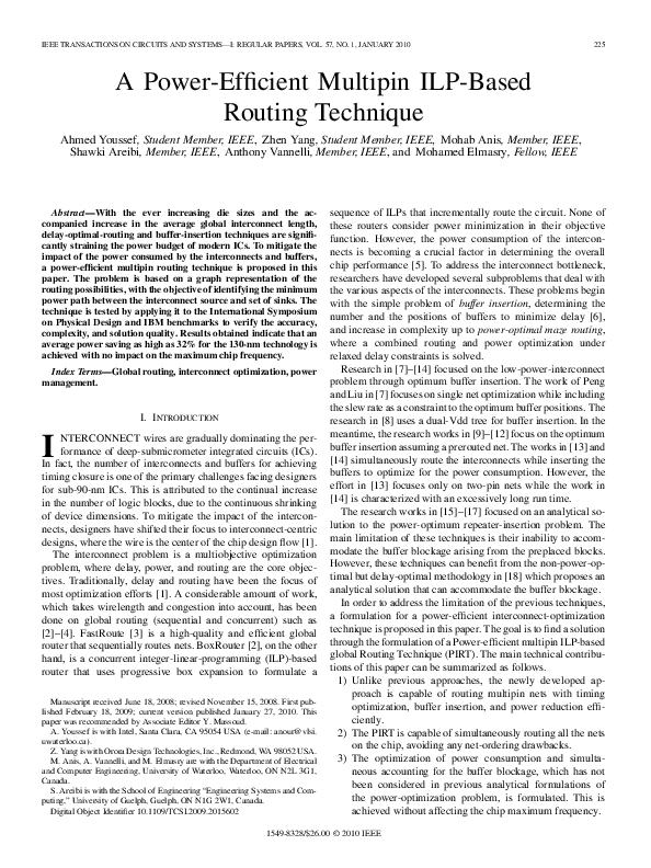(PDF) A Power-Efficient Multipin ILP-Based Routing Technique