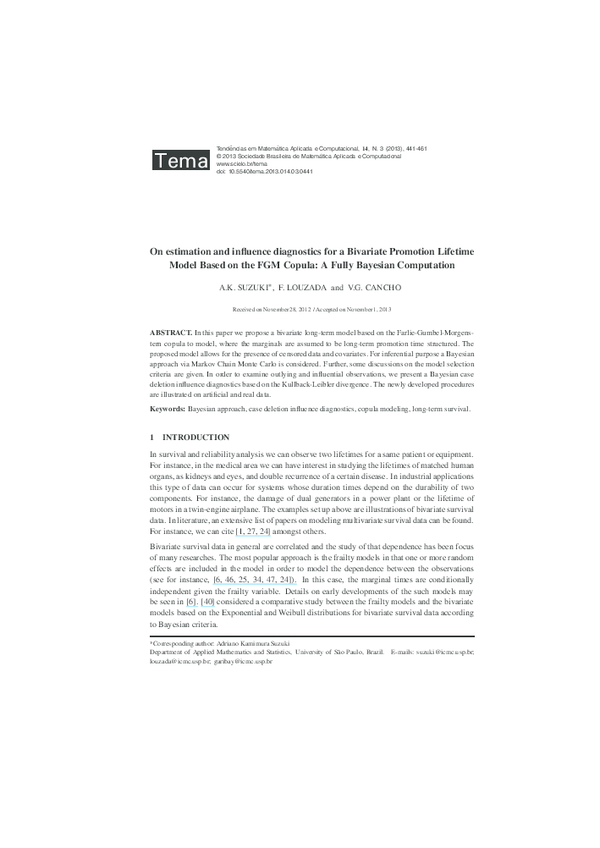 (PDF) On estimation and influence diagnostics for a bivariate promotion ...