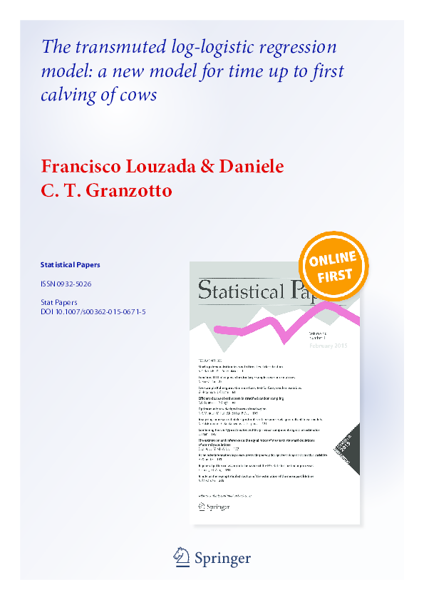 (PDF) The transmuted log-logistic regression model: a new model for time up to first calving of cows