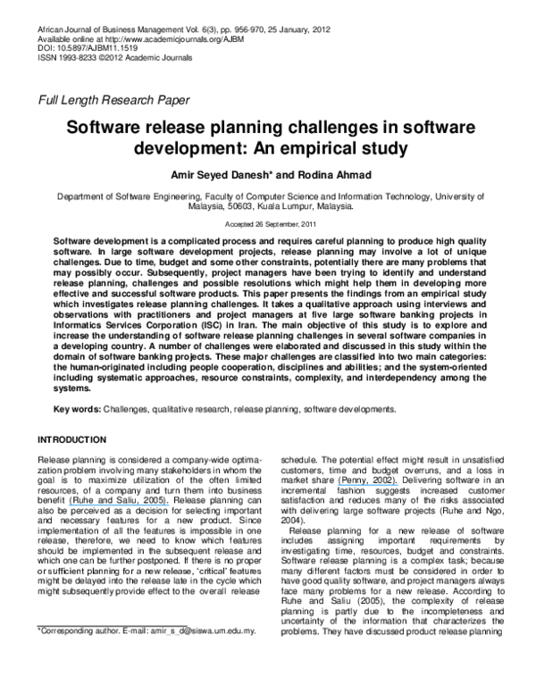 (PDF) Software release planning challenges in software development: An ...