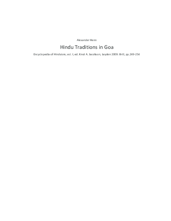(PDF) Hindu Traditions in Goa