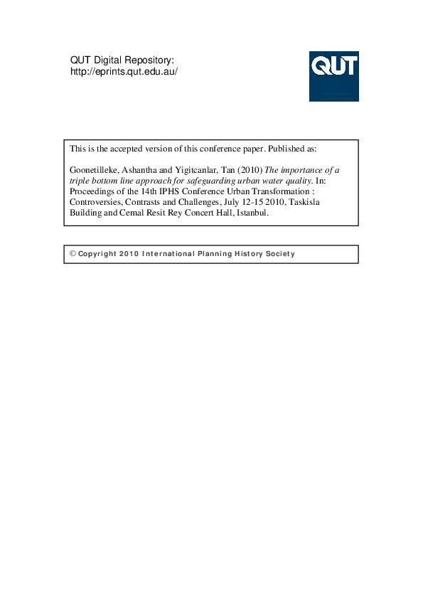 (PDF) The importance of a triple bottom line approach for safeguarding ...