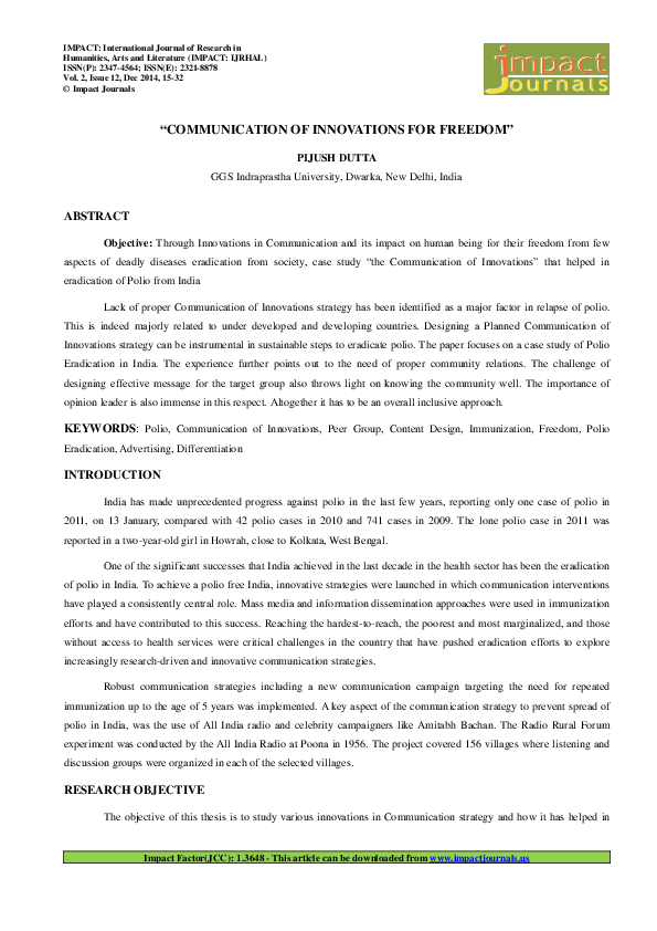 (PDF) " COMMUNICATION OF INNOVATIONS FOR FREEDOM