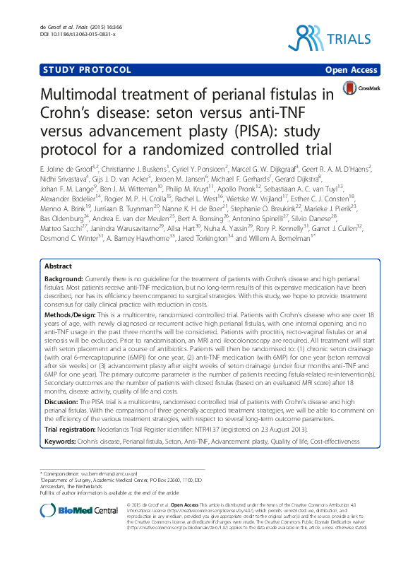 (PDF) Multimodal treatment of perianal fistulas in Crohn’s disease ...