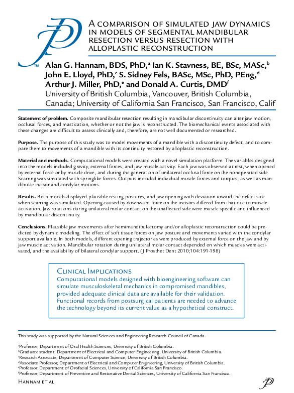 (PDF) A comparison of simulated jaw dynamics in models of segmental ...