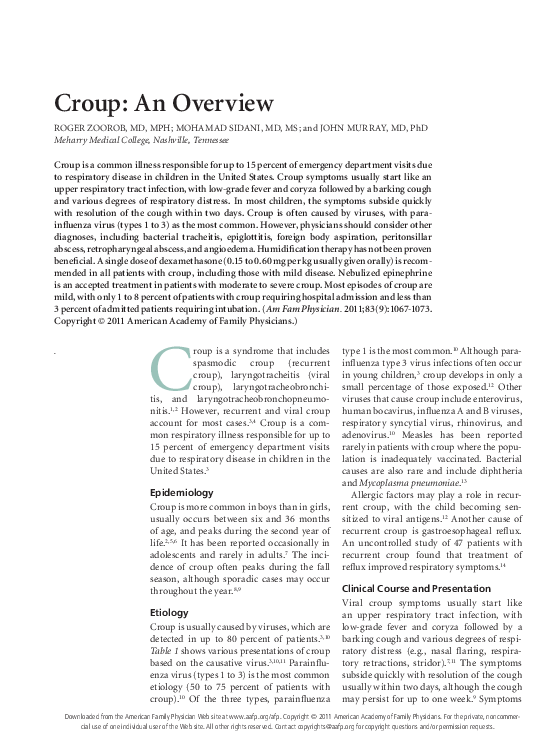 (PDF) Croup: an overview