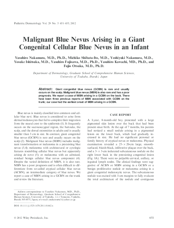 (PDF) Malignant Blue Nevus Arising in a Giant Congenital Cellular Blue ...