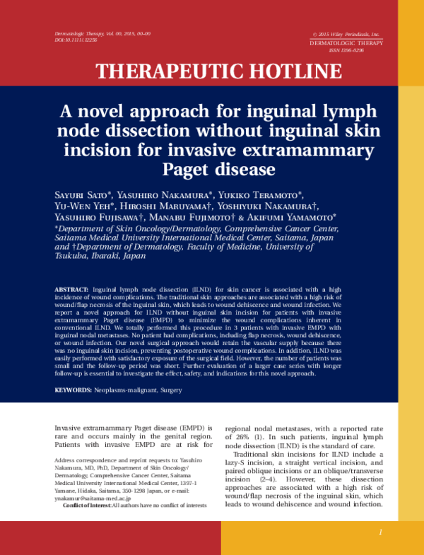 (PDF) A novel approach for inguinal lymph node dissection without ...