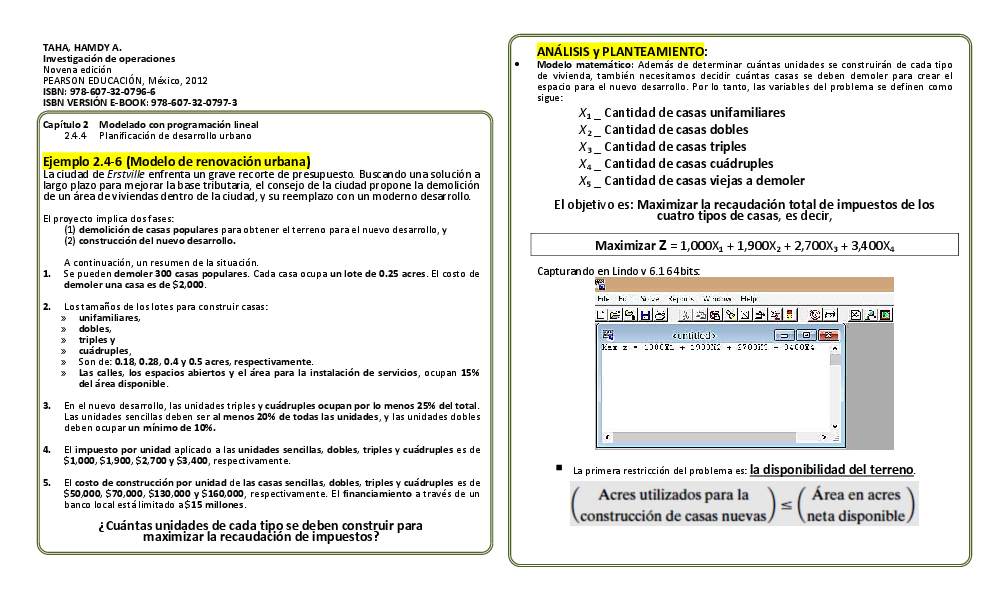 (PDF) EJERCICIO DE PROGRAMACIÓN LINEAL, Resuelto con Lindo v. 6.1