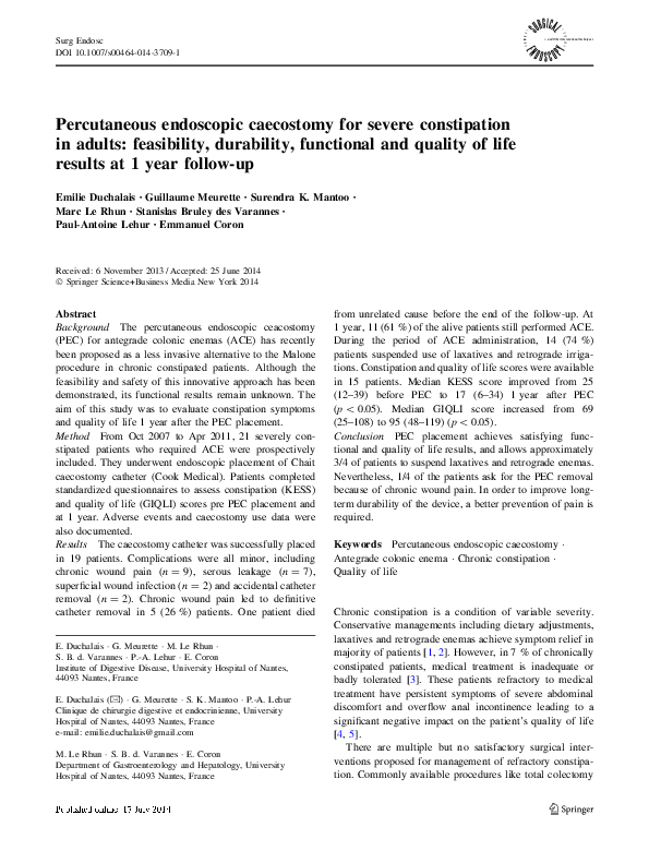 (PDF) Laparoscopic cecostomy button placement for the management of ...