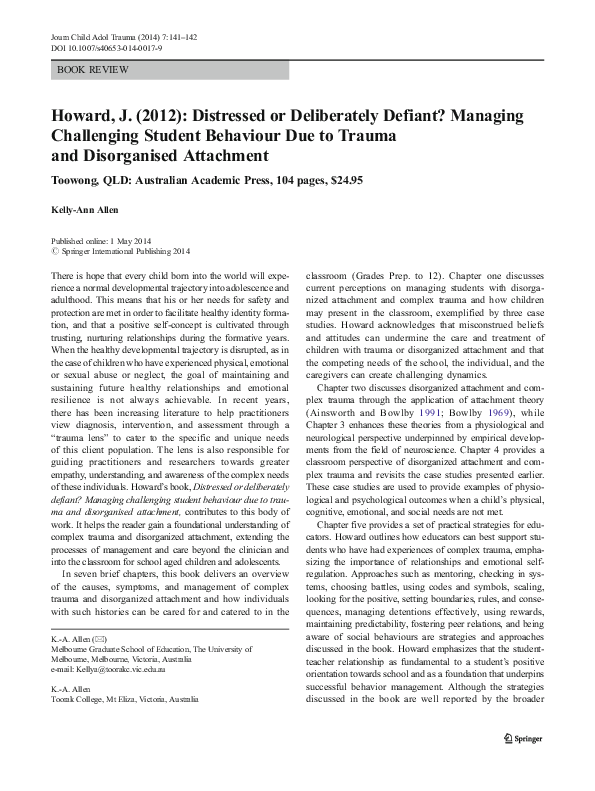 (PDF) Distressed or Deliberately Defiant? Managing Challenging Student ...