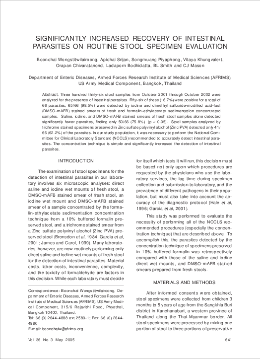 Procedure For Stool Parasite