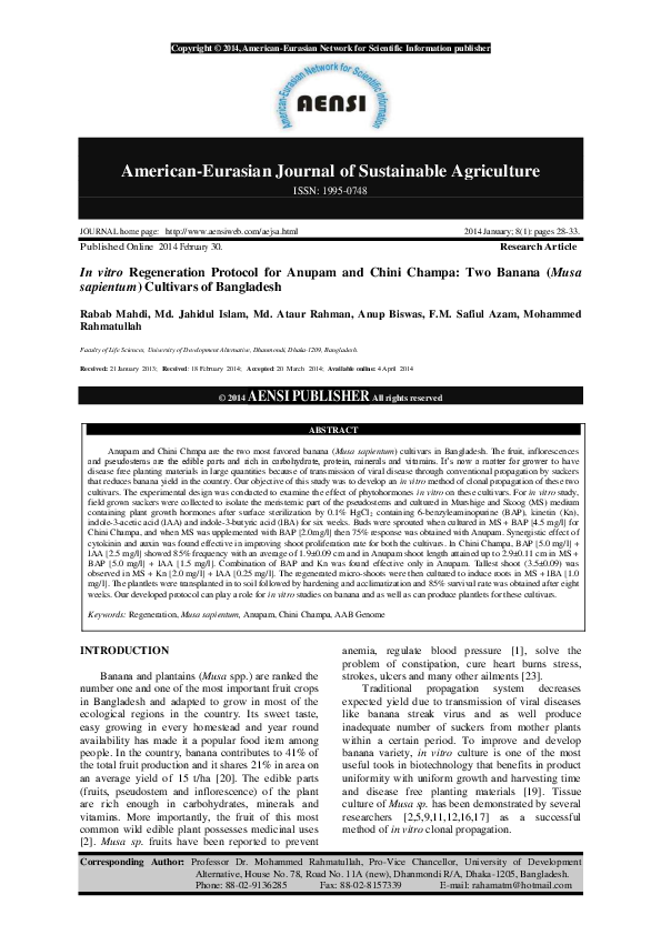(PDF) In vitro Regeneration Protocol for Anupam and Chini Champa: Two ...