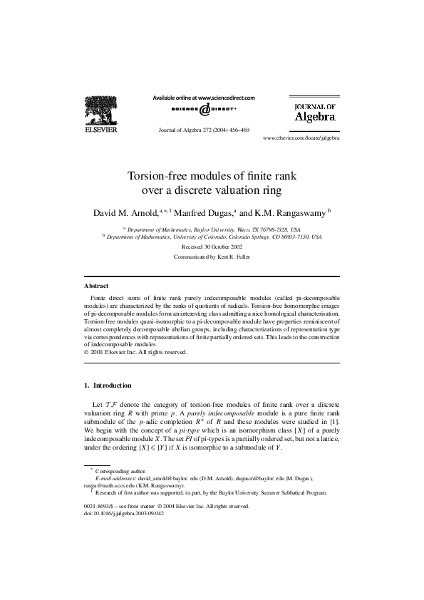 (PDF) Torsion-free modules of finite rank over a discrete valuation ring