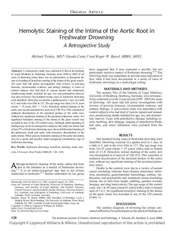 (PDF) Hemolytic Staining of the Intima of the Aortic Root in Freshwater ...
