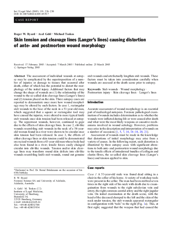 (PDF) Skin tension and cleavage lines (Langer’s lines) causing ...