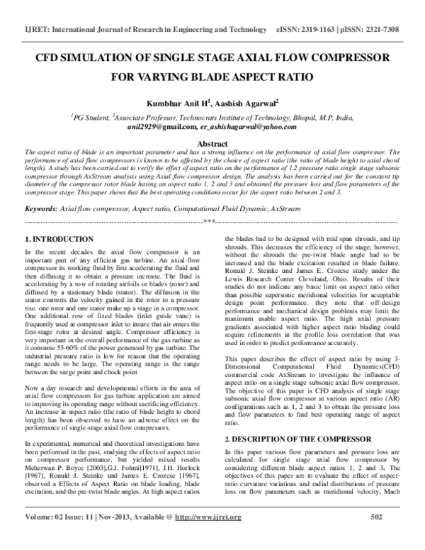 (PDF) CFD SIMULATION OF SINGLE STAGE AXIAL FLOW COMPRESSOR FOR VARYING ...