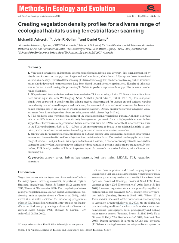 (PDF) Creating vegetation density profiles for a diverse range of ...