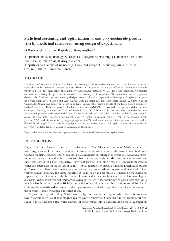 (PDF) Statistical screening and optimization of exo-polysaccharide ...