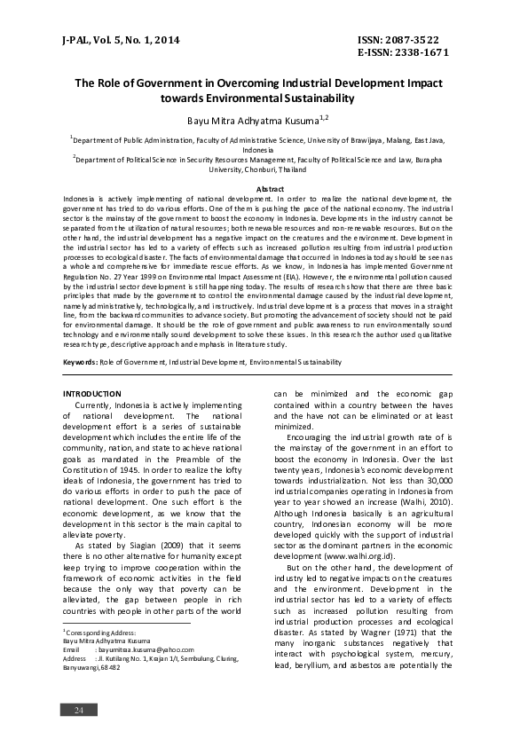 (PDF) The Role of Government in Overcoming Industrial Development ...
