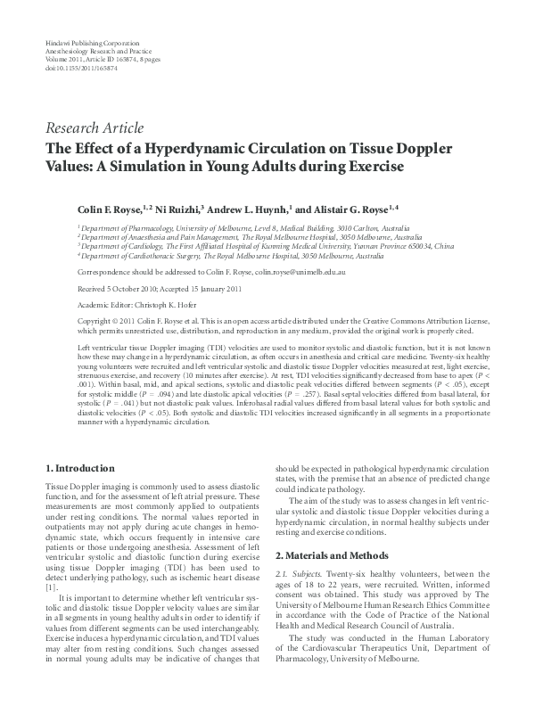 (PDF) The Effect of a Hyperdynamic Circulation on Tissue Doppler Values ...